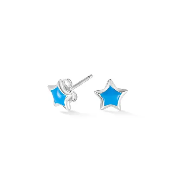 DOWER & HALL Sterling Silver Star Stud Earrings - Silver/blue