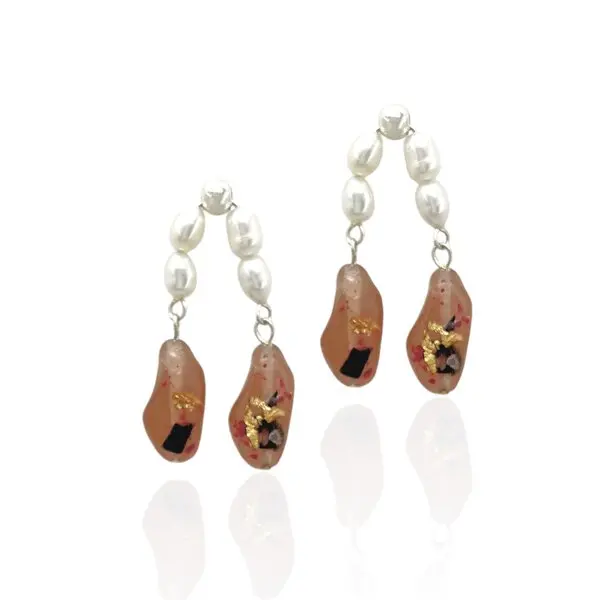 BIO-TRIMMINGS Galton Pearl Pendant Earrings - Silver/brown