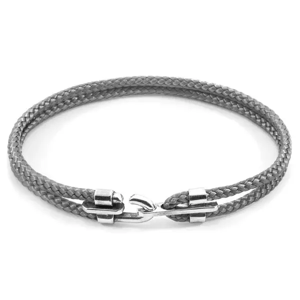 ANCHOR & CREW Classic Canterbury Silver And Rope Bracelet - Grey