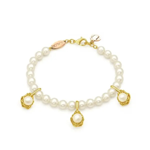 UNALOE Vermeil Natural Pearl Leaf Charm Bracelet - Gold