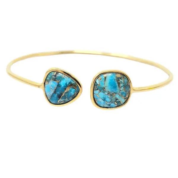 HARFI Gold Vermeil Turquoise Bangle - Blue/gold