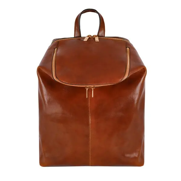 TIME RESISTANCE Cognac Leather Backpack - Brown