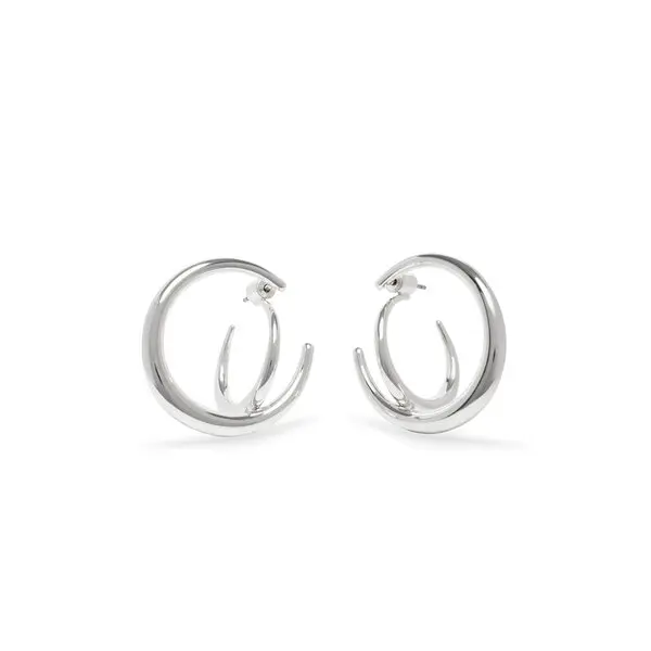 SHABELLA NYC Dimensional Hoop Earrings - Silver
