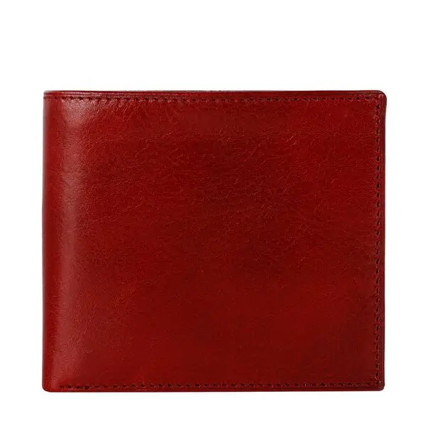 TIME RESISTANCE Leather Bifold Wallet Daniel - Red
