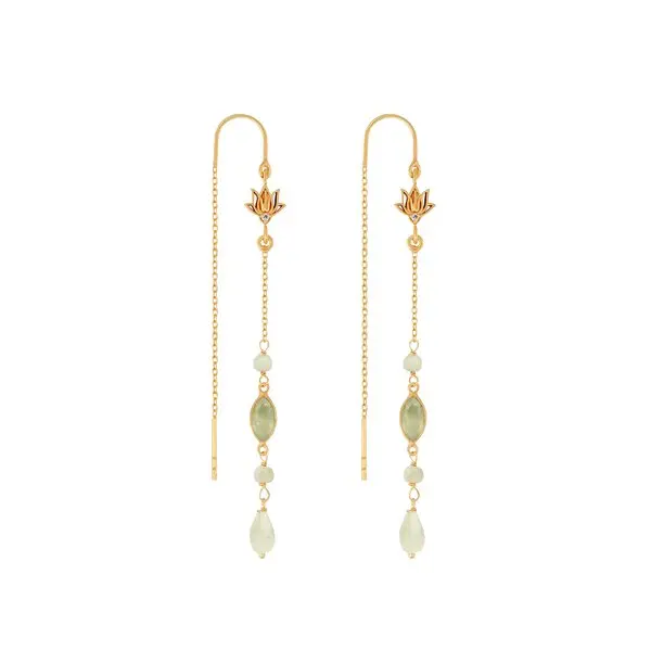 KARMA AND LUCK Lotus Aquamarine Drop Earrings - Gold