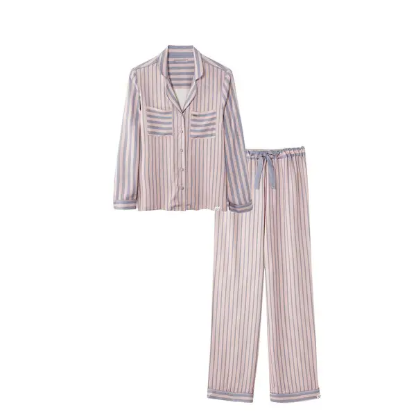 PRETTY YOU Pink / Grey Boyfriend Fit Striped Pyjama In Pink & Grey - Pink/grey