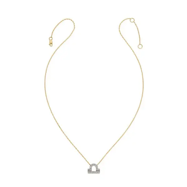 HEATHER HAWKINS Horoscope Zodiac Libra Scales Symbol Diamond Necklace - Gold