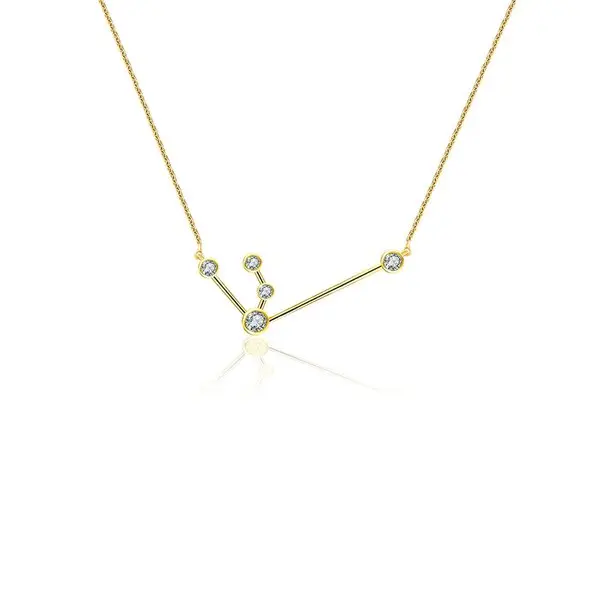 GENEVIEVE COLLECTION Aquarius Zodiac Constellation Necklace - Gold