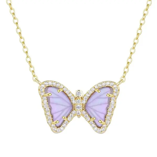 KAMARIA Mini Butterfly Pendant Necklace - Purple
