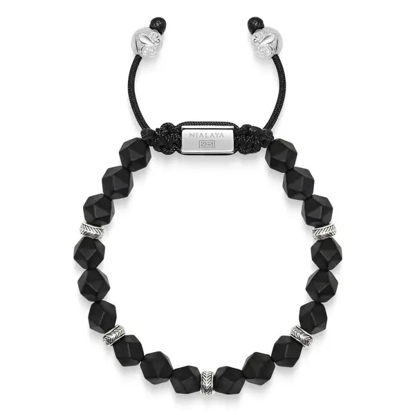 NIALAYA JEWELRY Sterling Silver Beaded Bracelet With Onyx - Black