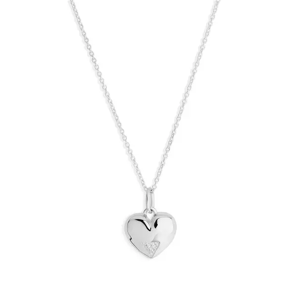 TOOLALLY Art Deco Hearts Pendant With Cubic Zirconia - Silver