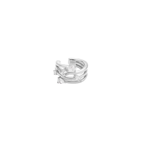 VANCHI Vale Crystal Ear Cuff - Silver