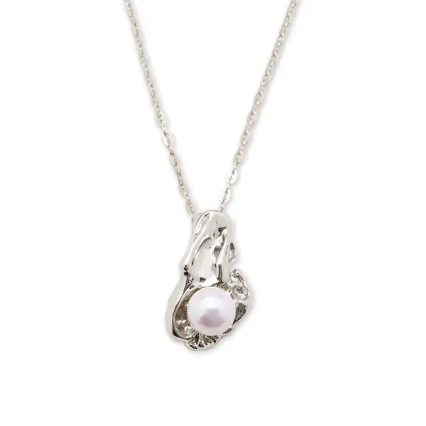 CLASSICHARMS Nyla Molten Freshwater Pearl Pendant Necklace - Silver
