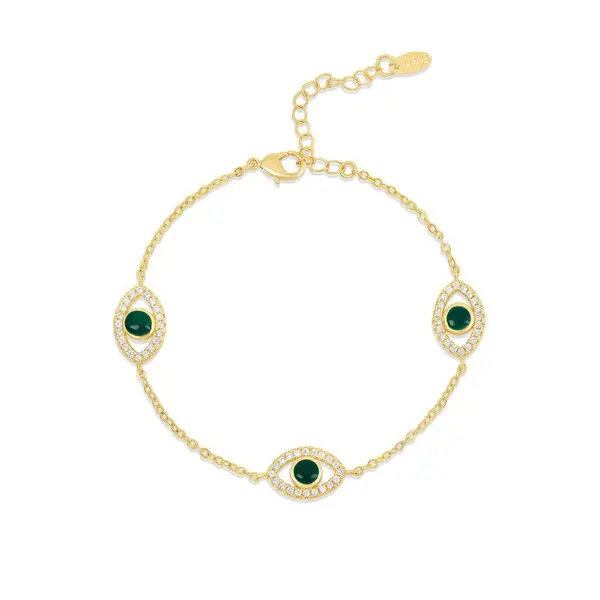 SHYMI Evil Eye Station Bracelet - Gold/green