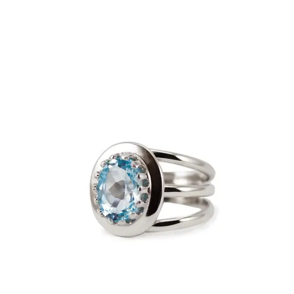VINTOUCH ITALY Luccichio Sky Blue Topaz Stacking Ring - Blue/silver