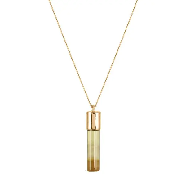 LEE RENEE Smoky Quartz Cylinder Pendant Necklace - Gold
