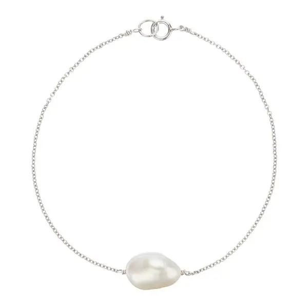 LILY & ROO Sterling Single Pearl Bracelet - Silver