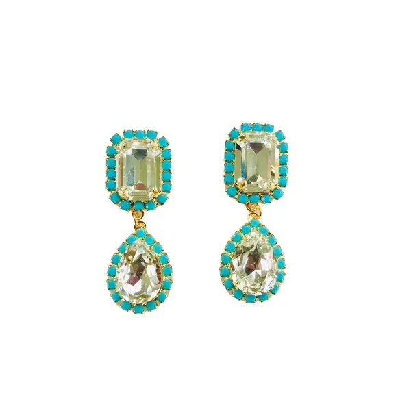 THE PINK REEF Crystal And Turquoise Jewel Drop Earrings - White