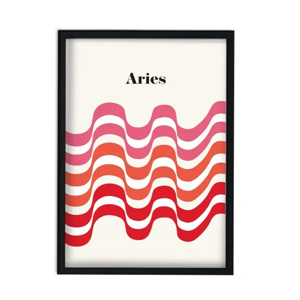 FANCLUB Aries Zodiac Star Sign A3 Art Print - Red