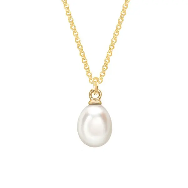 DOWER & HALL Oval Pearl Necklace In Vermeil - Gold