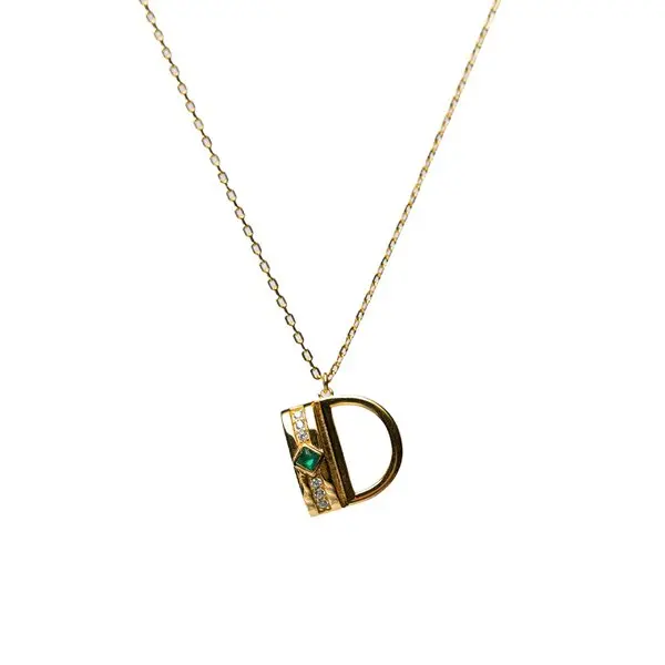 RETRO CHIC Letter D Alphabet Necklace - Gold