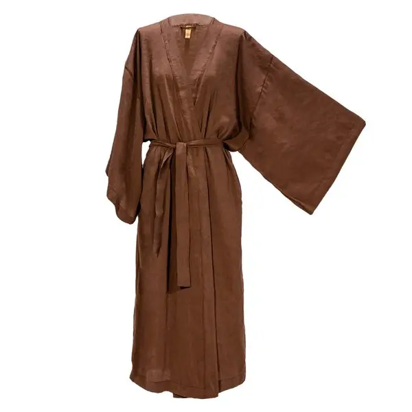 CEVA CU DICHIS Long Vegan Silk Kimono - Brown