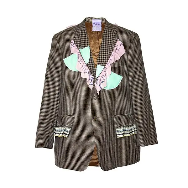 ACID CAT Oversized Collage Ruffle Tweed Blazer