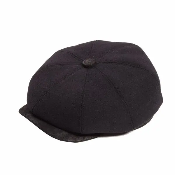 DASMARCA HATS Eden Wool Cap With Leather Visor - Black