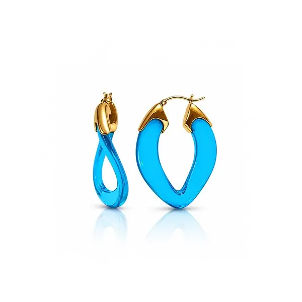 GOLD & HONEY Blue Topaz Curb Link Hoop Earrings - Gold/blue