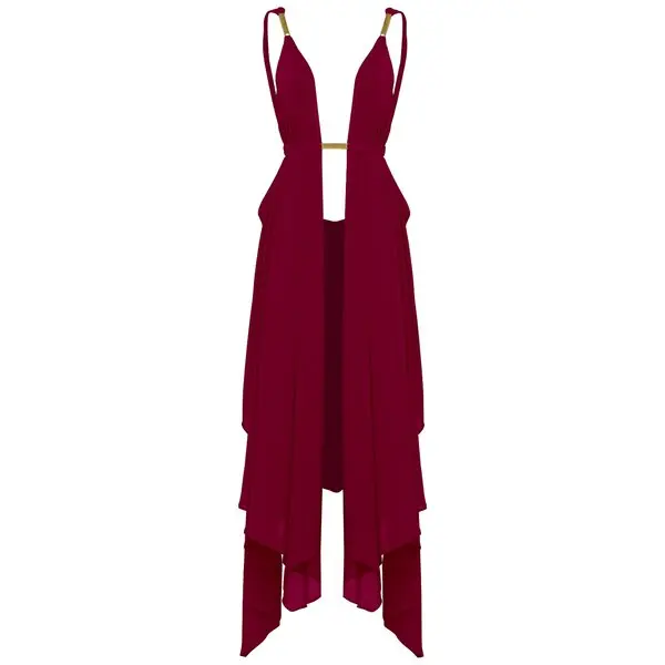 ANTONINIAS Clementine Beach Cover-up In Burgundy - Red