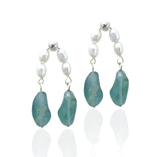 BIO-TRIMMINGS Galton Pearl Pendant Earrings - Green