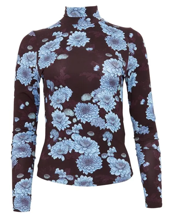LORDS OF HARLECH Floral Turtleneck Top - Purple