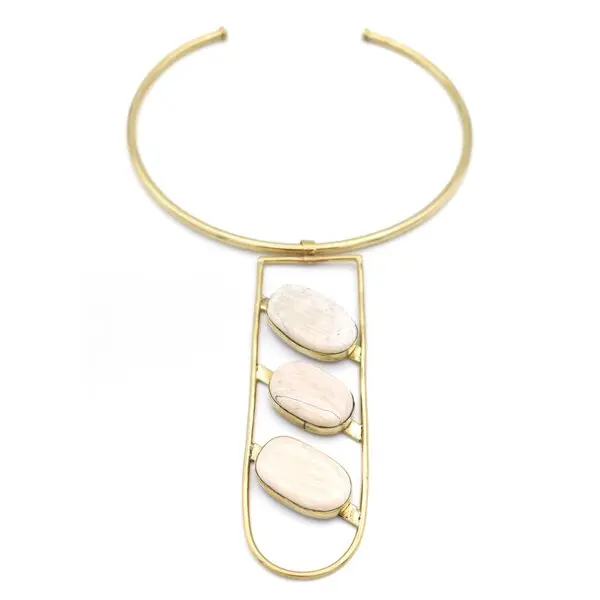 LALA SALAMA Brass And Stone Choker Necklace - Gold