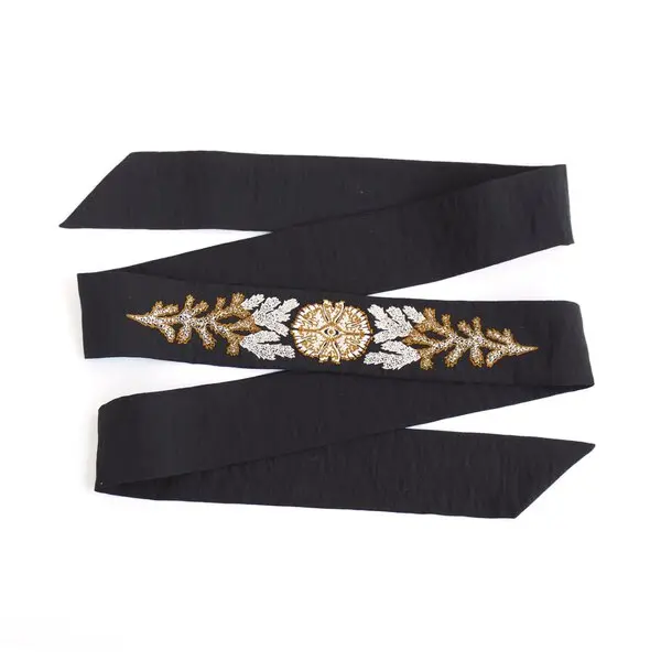 NANA WATANABE Watcher Embroidered Ribbon Choker - Black