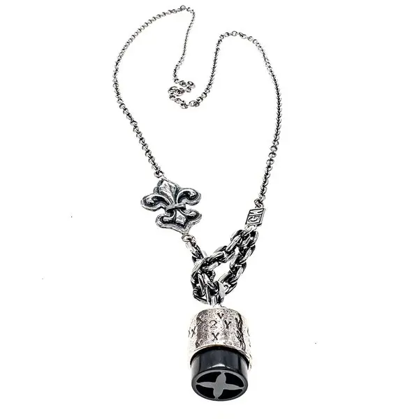 GEM KINGDOM Rebel Rebel Ebony Necklace - Black/silver