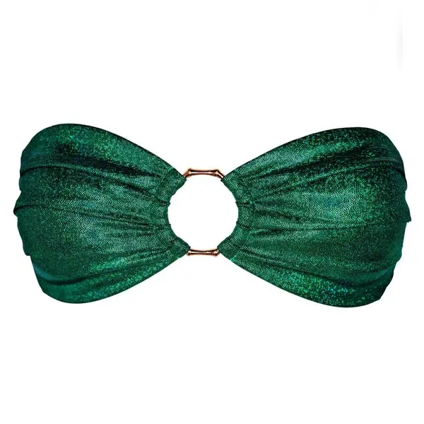 ENEZ SWIM Frida Glitter Bandeau Bikini Top - Green