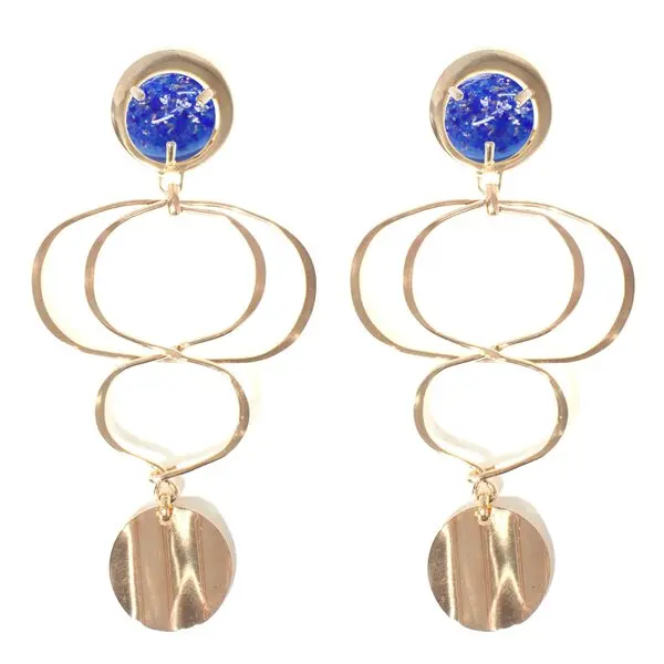 CASTLECLIFF Gold Tone Ajet Statement Earrings - Gold/blue