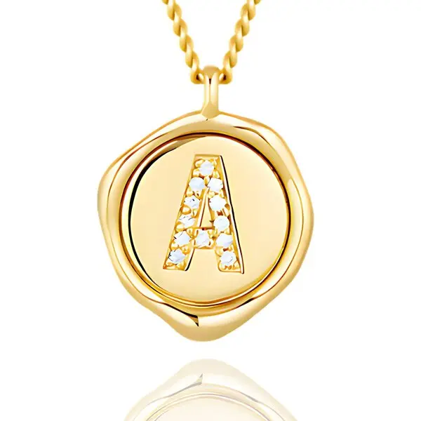 HINCH & LIU Letter Diamond Necklace In Vermeil - Gold