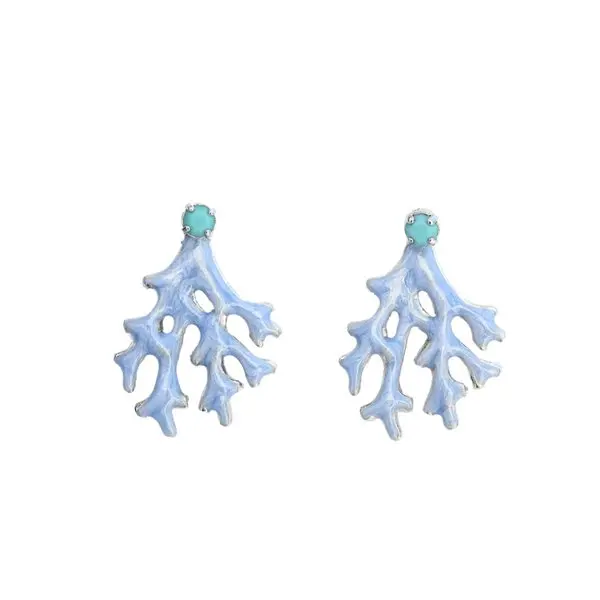 THE PINK REEF Coral Stud Earrings - Blue