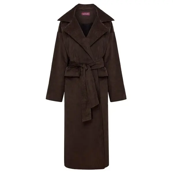 MANDRAGORA Corduroy Maxi Overcoat - Brown