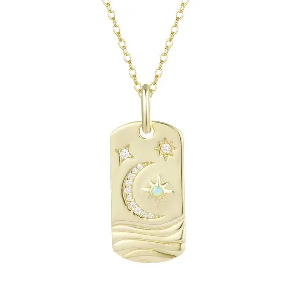 KAMARIA Celestial Dogtag Pendant Necklace - Gold