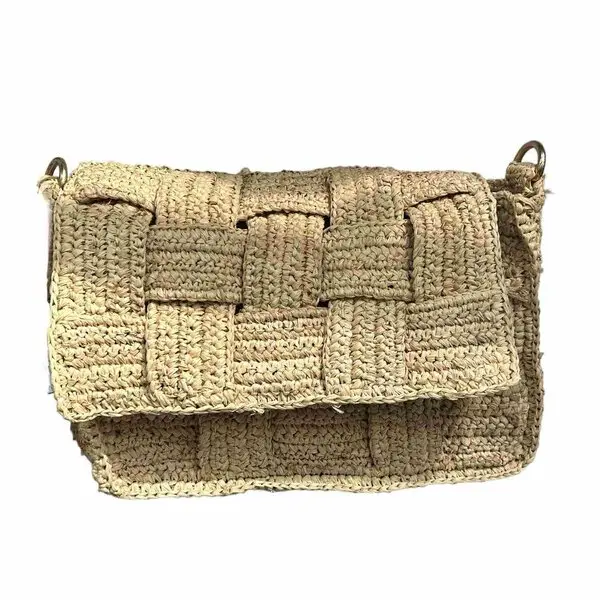 ZANATANY CONCEPTS Raffia Woven Shoulder Bag - Gold