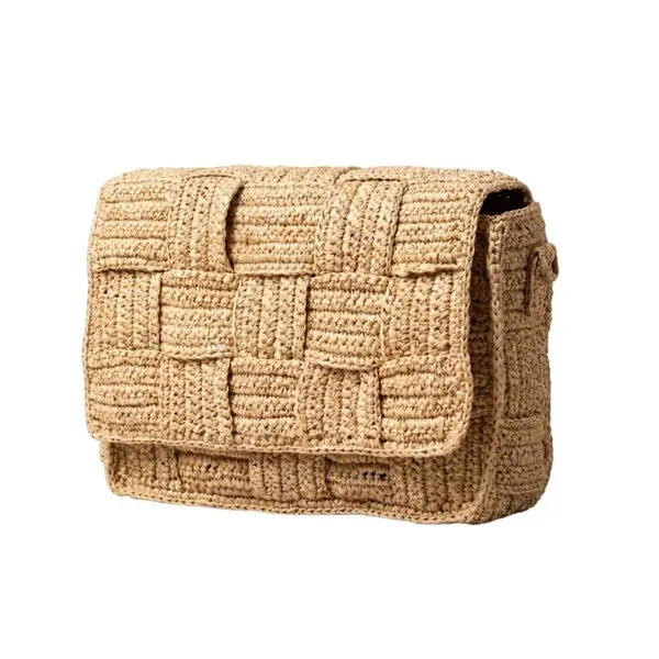 ZANATANY CONCEPTS Raffia Woven Shoulder Bag - Gold