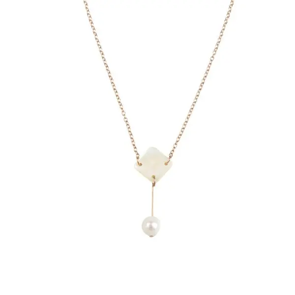 Likhâ Mother-of-pearl And Pearl Drop Necklace - White
