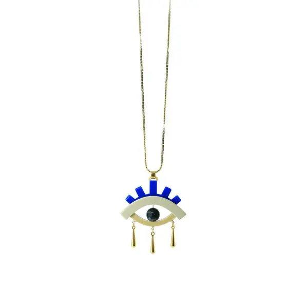 GISSA BICALHO Handmade Acrylic Eye Pendant Necklace - Blue