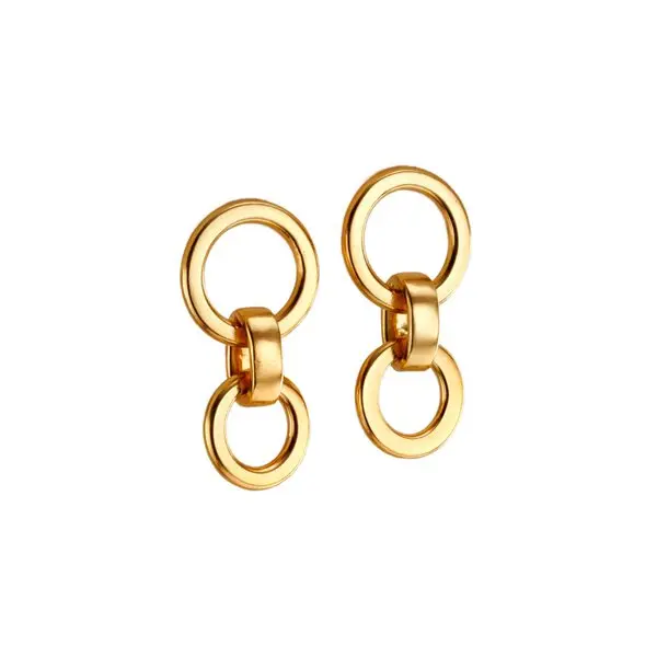 POSH TOTTY DESIGNS Hanging Hoop Charm Stud Earrings - Gold