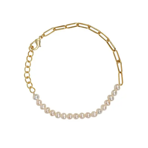 LILA RASA Pearl And Link Chain Bracelet - Gold