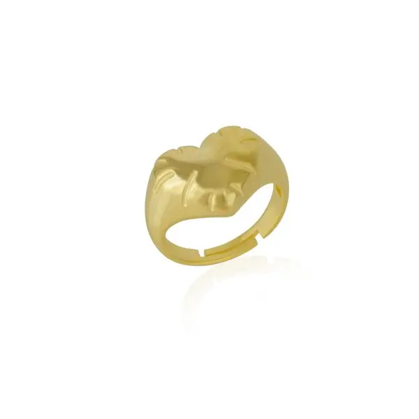 SPERO LONDON Sterling Silver Chunky Love Heart Signet Ring - Gold