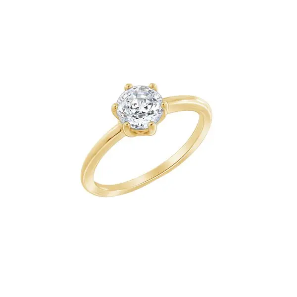 DIAMONBLISS Embellished Swarovski Stone Gold Plated Sterling Silver Solitaire Ring - Yellow