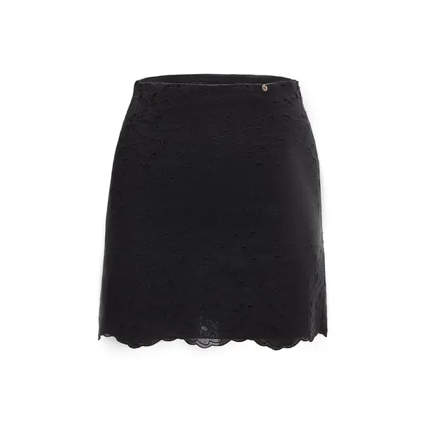 NISSA Embroidered Cotton Mini Skirt - Black